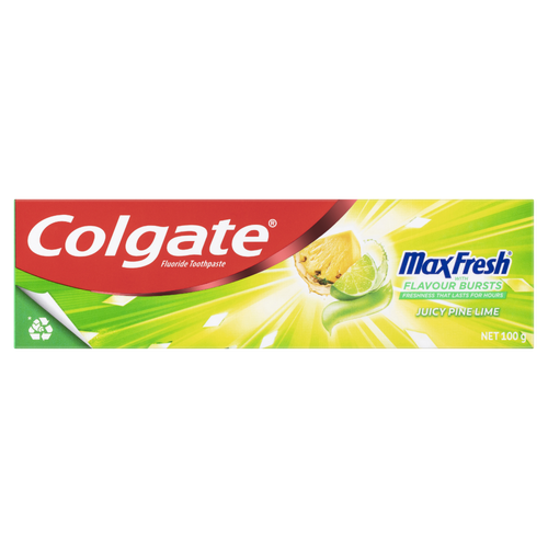 Colgate MaxFresh Juicy Pine Lime Toothpaste 100g with Flavour Bursts ...