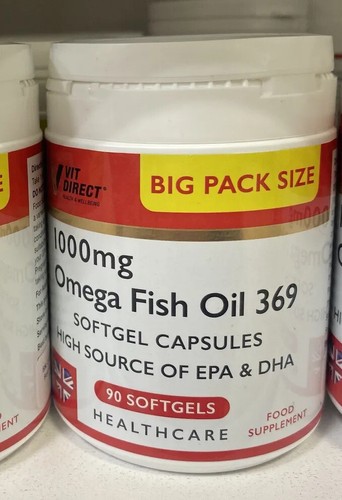 Vit Direct 1000mg Omega Fish Oil 369 Softgel Capsules High Source Of ...