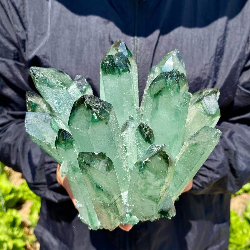 3.52LB New find green Phantom Quartz Crystal Cluster mineral samples ...