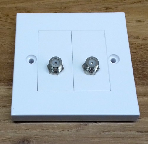 Kauden Twin Satellite F Type Socket Modules in Faceplate TV Outlet Wall ...