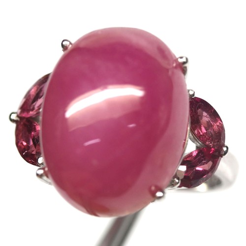 Gemstone 12 x 17 mm. Pink Ruby & Rhodolite Jewelry Ring 925 Silver Size ...