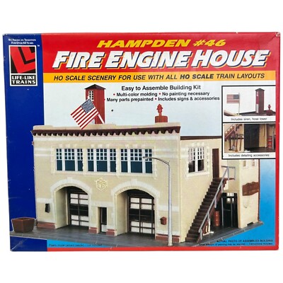 Life Like Trains Fire Engine House Hampden #46 Model Kit HO Scale ...