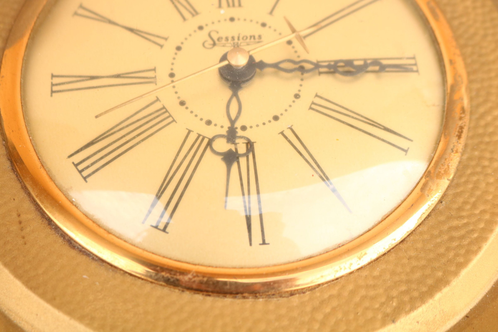 VINTAGE Sessions Wall CLOCK Old Antique RUNS Gold Tone MID-CENTURY ...