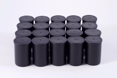 20 Film Canisters Containers, 135 35mm, black solid plastic (Ilford ...