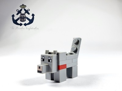LEGO 2015 Minecraft Minifigure Gray Wolf Tamed Mob Red Collar ...