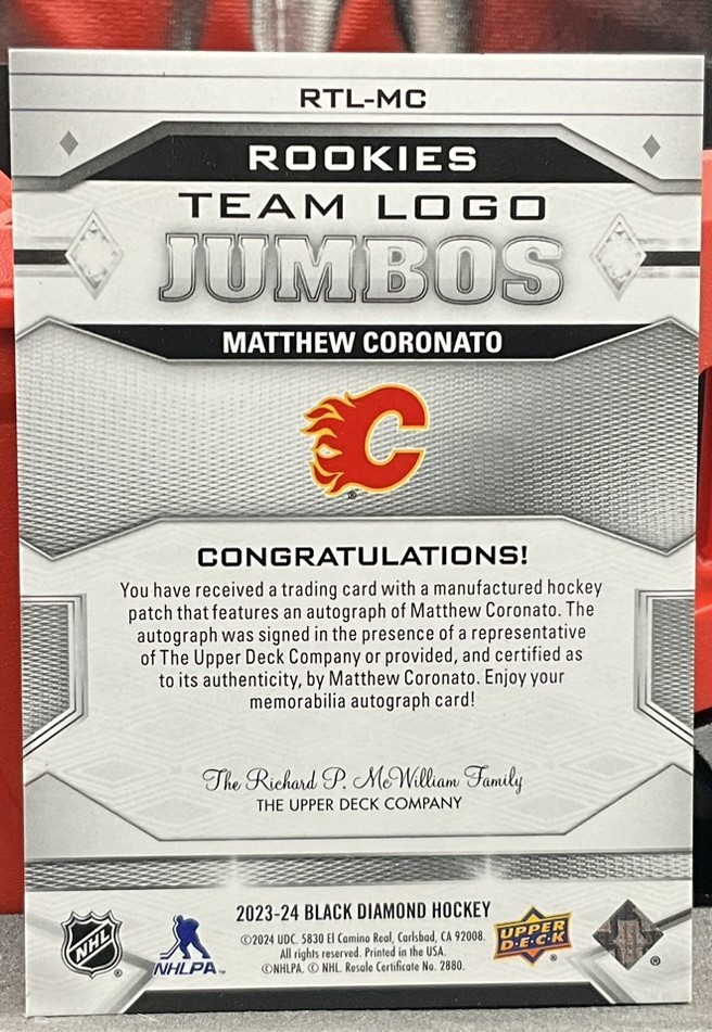 2023-24 Black Diamond Rookie Team Logo Jumbo Full Logo RPA Matthew ...
