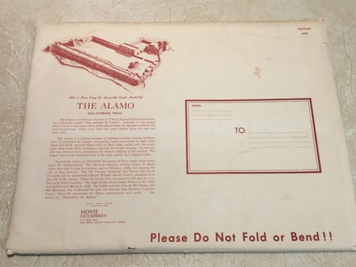 1968 Monte Enterprises American Landmark THE ALAMO 1/120 Paper Card ...