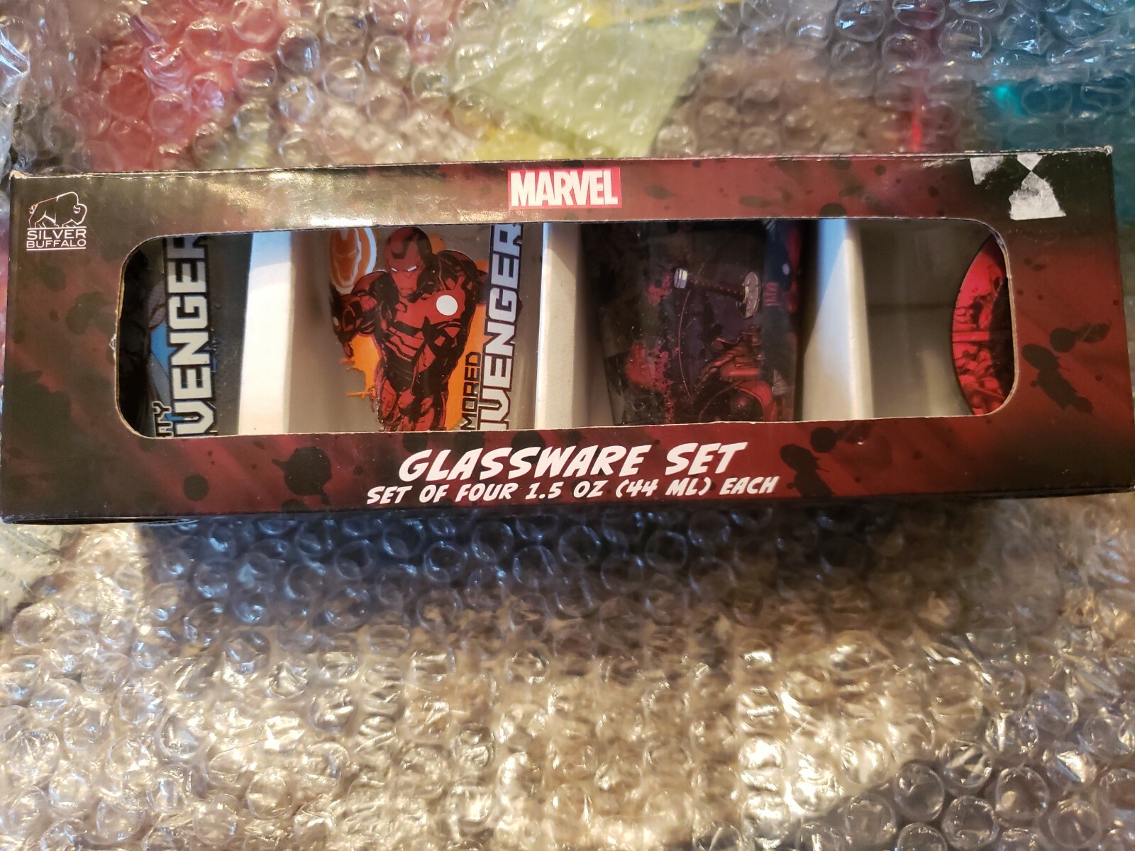 Marvel Avengers Glassware Collecters Set of 4 Shot Glasses 1.5 ounces ...