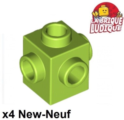 Lego 4x Brique Brick Modified 1x1 stud 4 sides face vert citron/lime ...