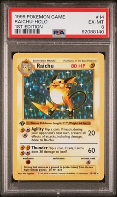 Pokemon 1999 1ST ED SHADOWLESS RAICHU 14/102 BASE SET PSA 6 EX-MT | eBay