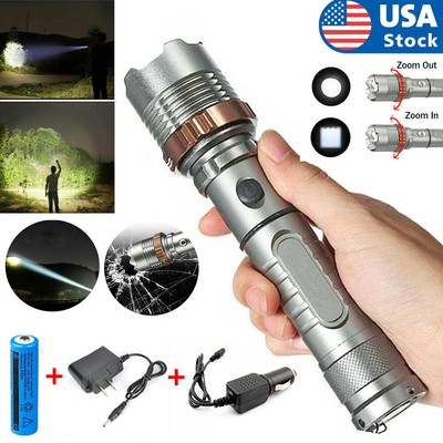 990000LM Rechargeable LED Flashlight Tactical Police Super Bright Torch ...