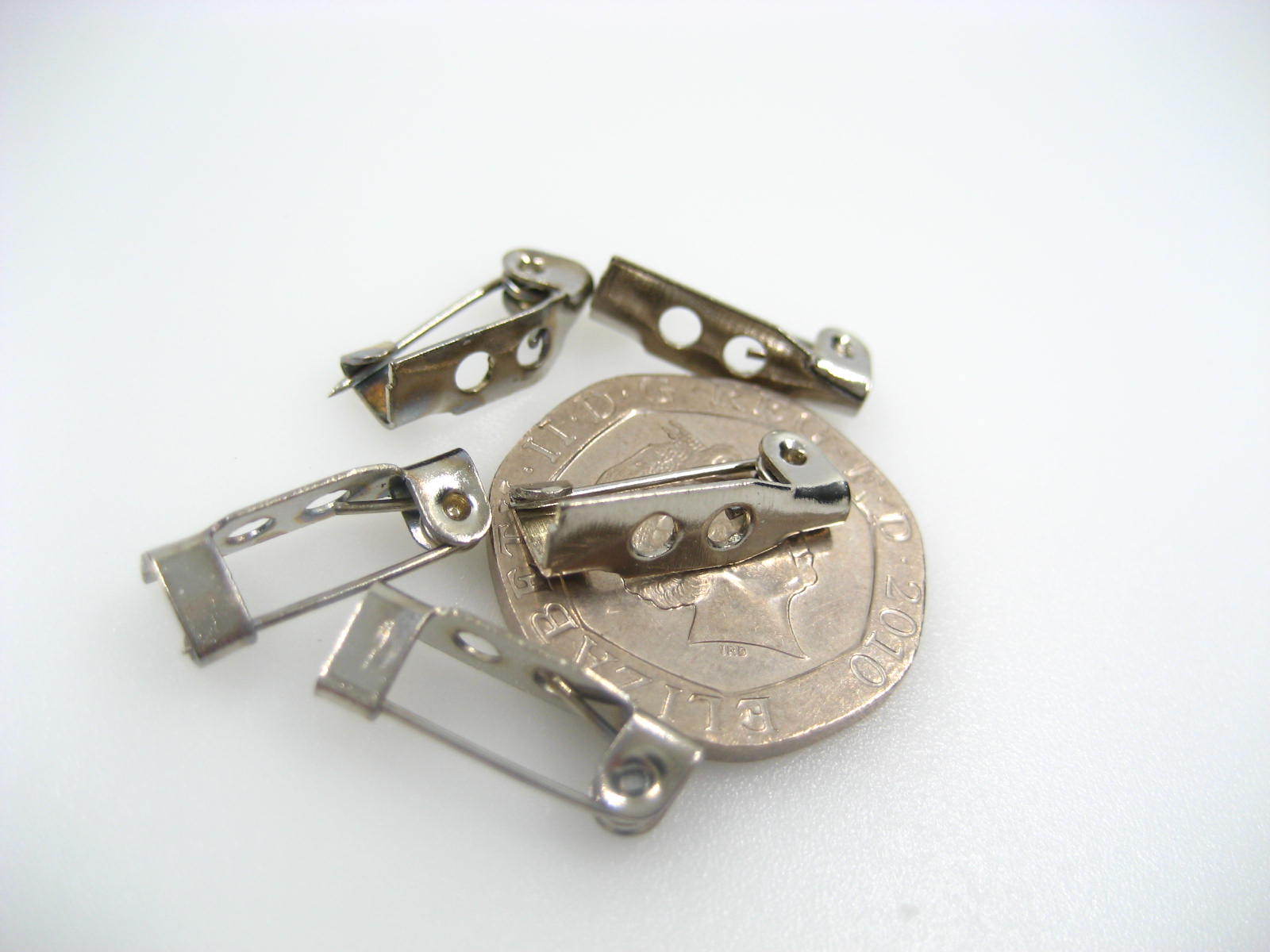 20pcs 0.6" Silver plated Brooch Backs Bar Pins Catch DIY Brooch ...