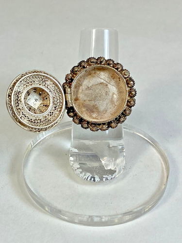 Vintage or Antique Etruscan Byzantine Ottoman filligree silver poison ...