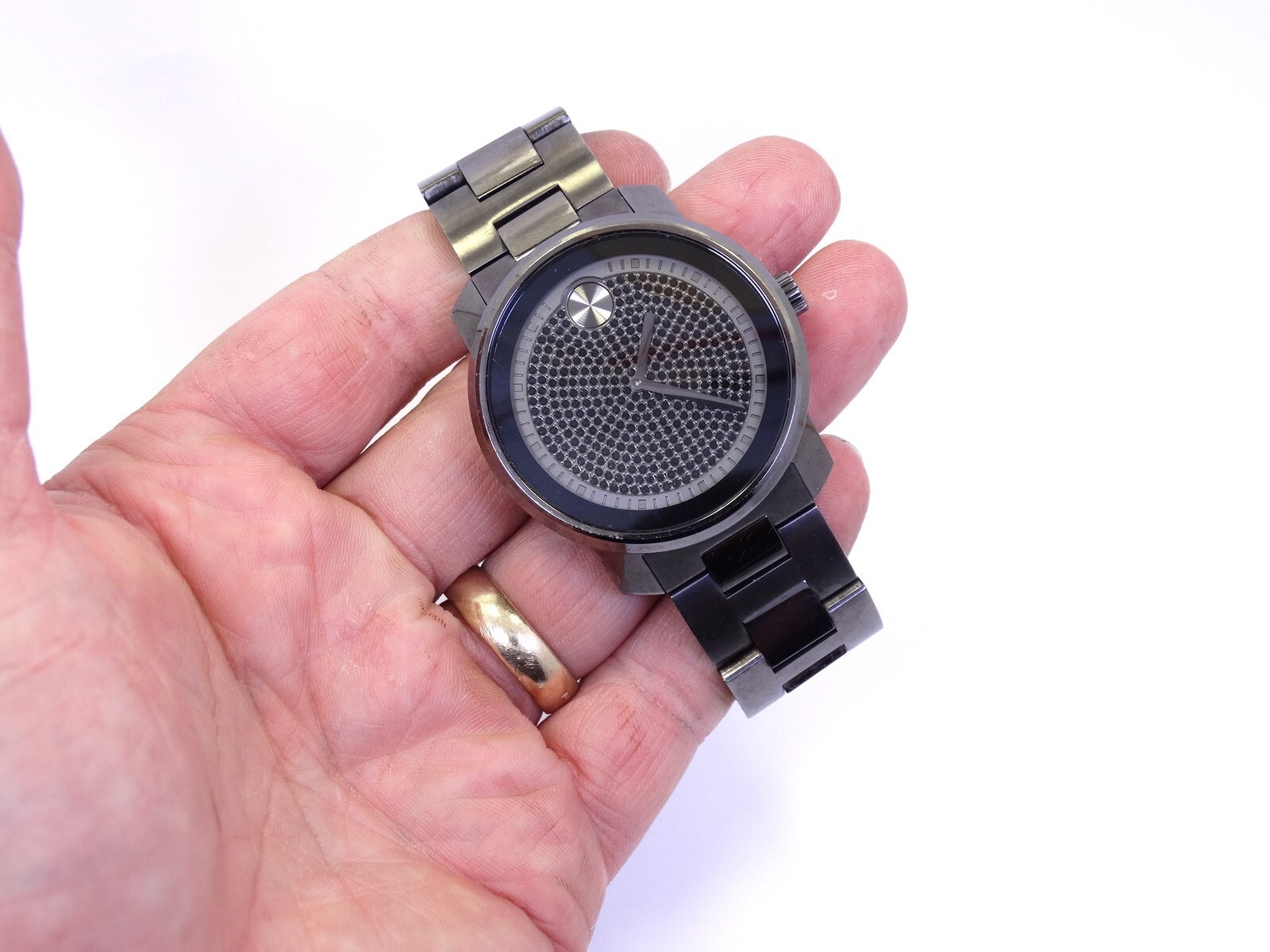 MOVADO BOLD Men's MB.01.1.34.6547 Black Crystal Dial Gun Metal Steel ...