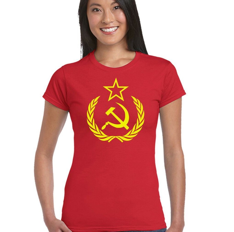Hammer & Sickle Womens Russian Communism T-Shirt Logo Russia USSR ...