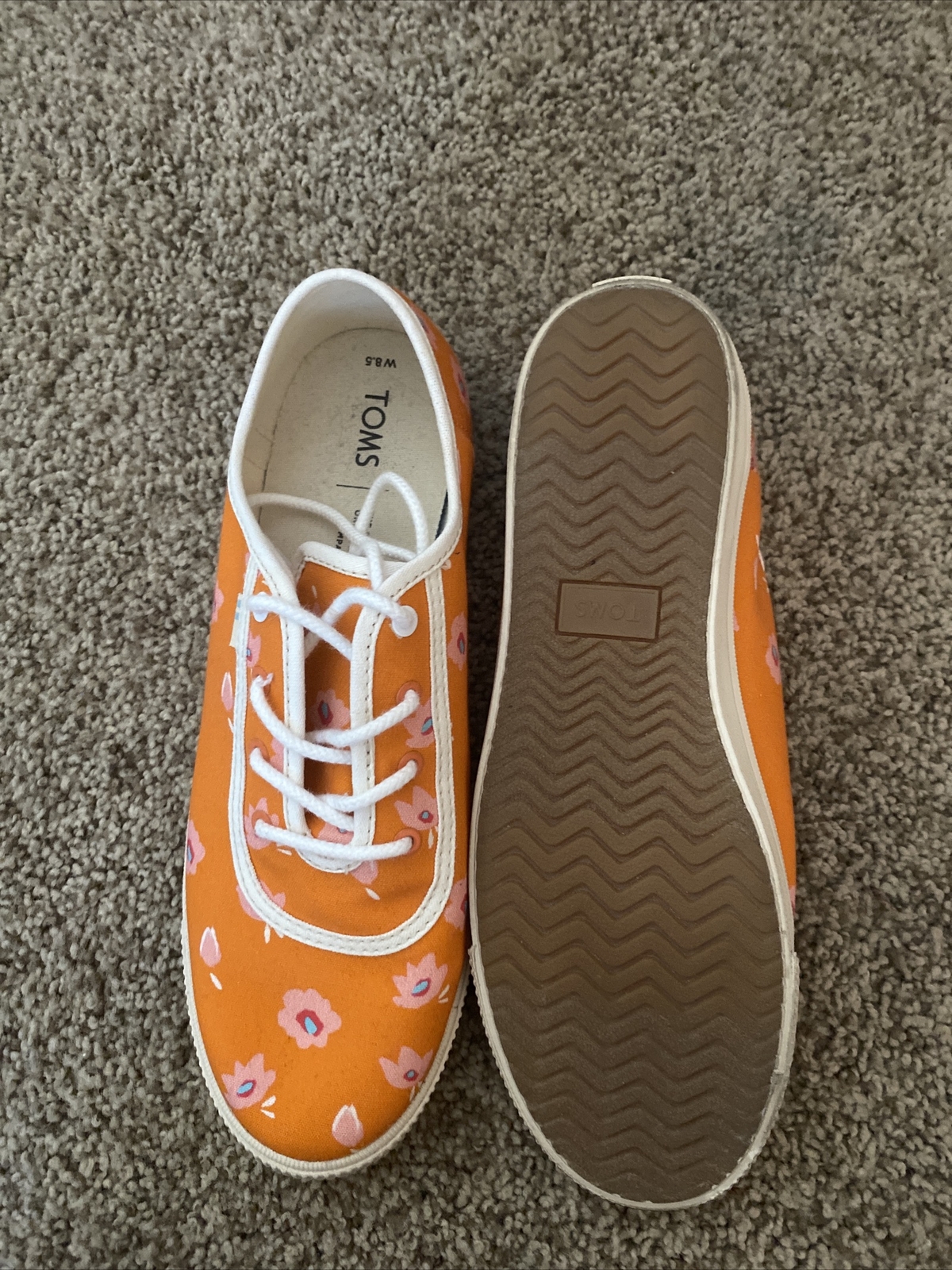 Toms Shoes White And Orange