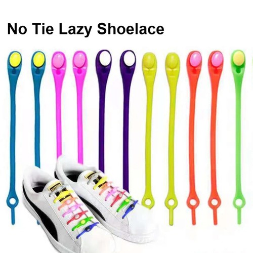 48PC Silicone Shoe Laces Elastic No Tie Easy Lazy Rubber Shoelace for ...