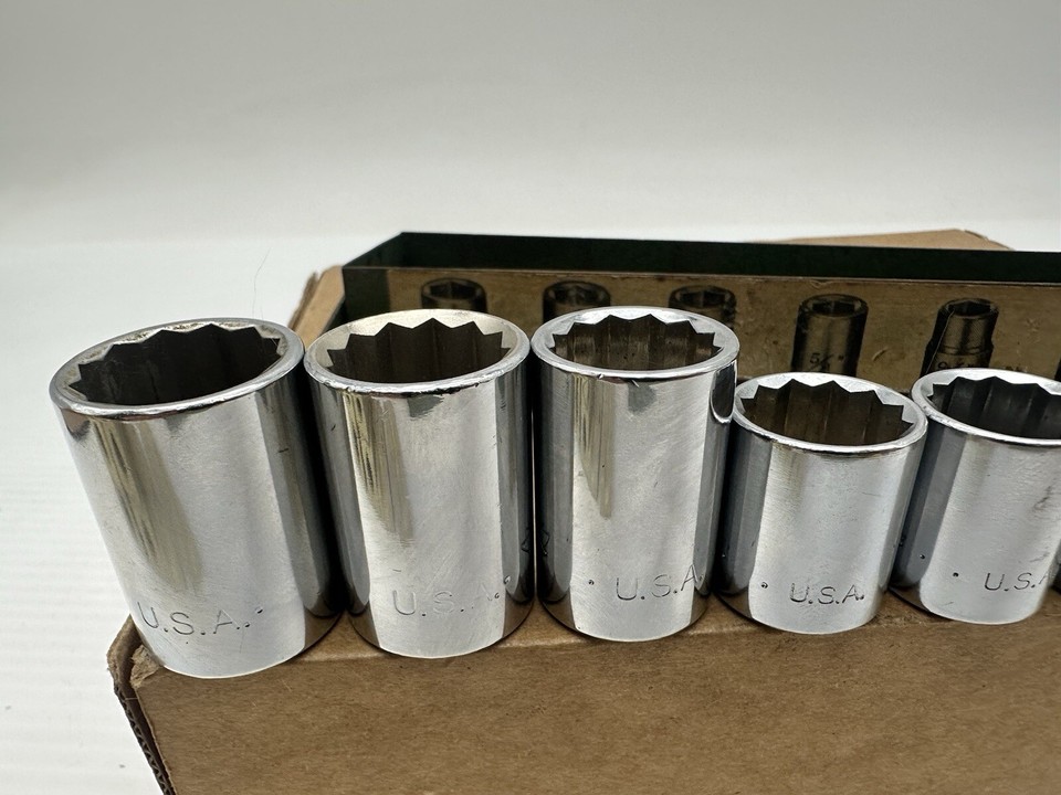 Vintage "S-K" 7 Pc. SAE 12 Pt - 1/2 And 3/8" Drive Mixed Socket Set In ...