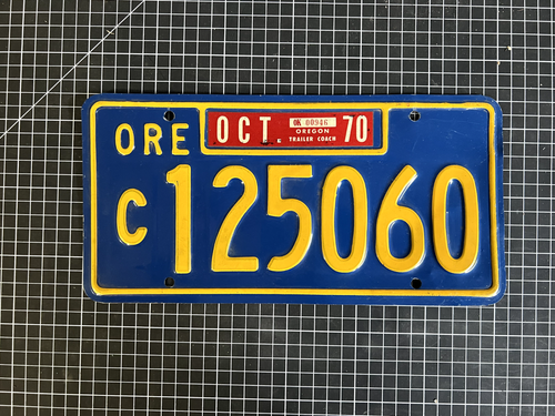 Original OREGON 1970 Trailer Coach License Plate - C 125060 - Great ...