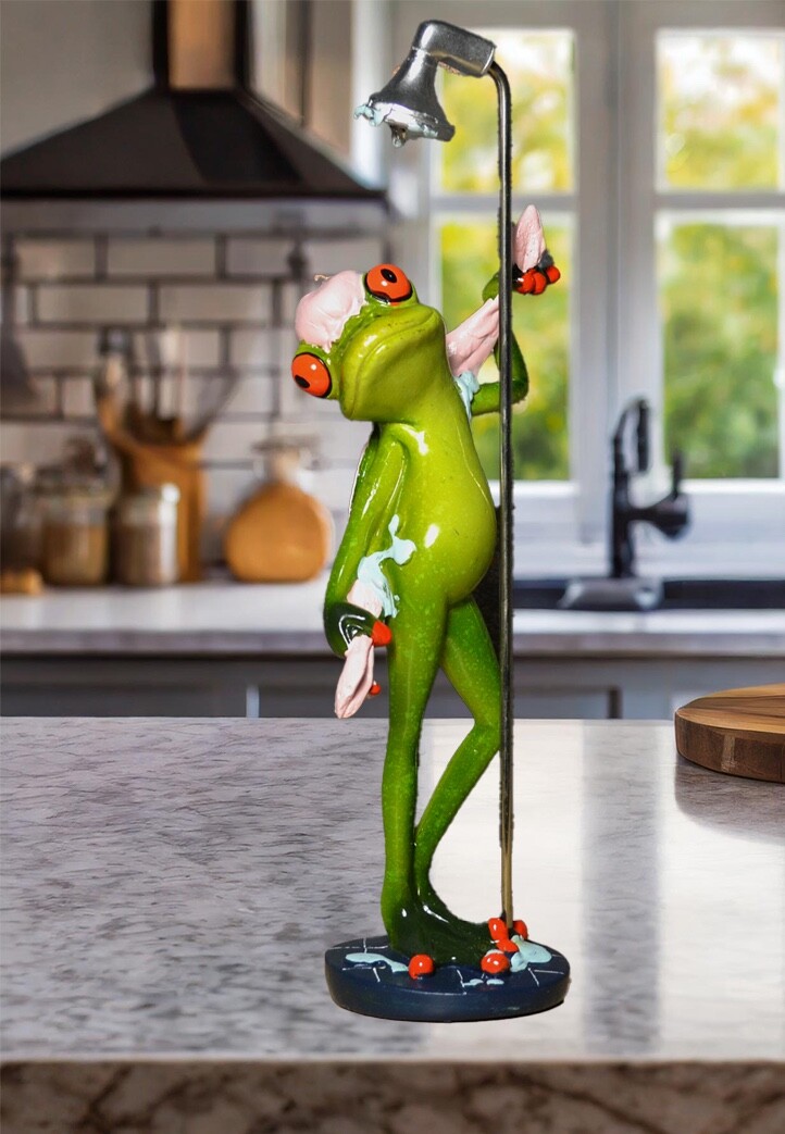 Comical Frogs Showering Frog Resin Figure Ornament Home Decor New ...