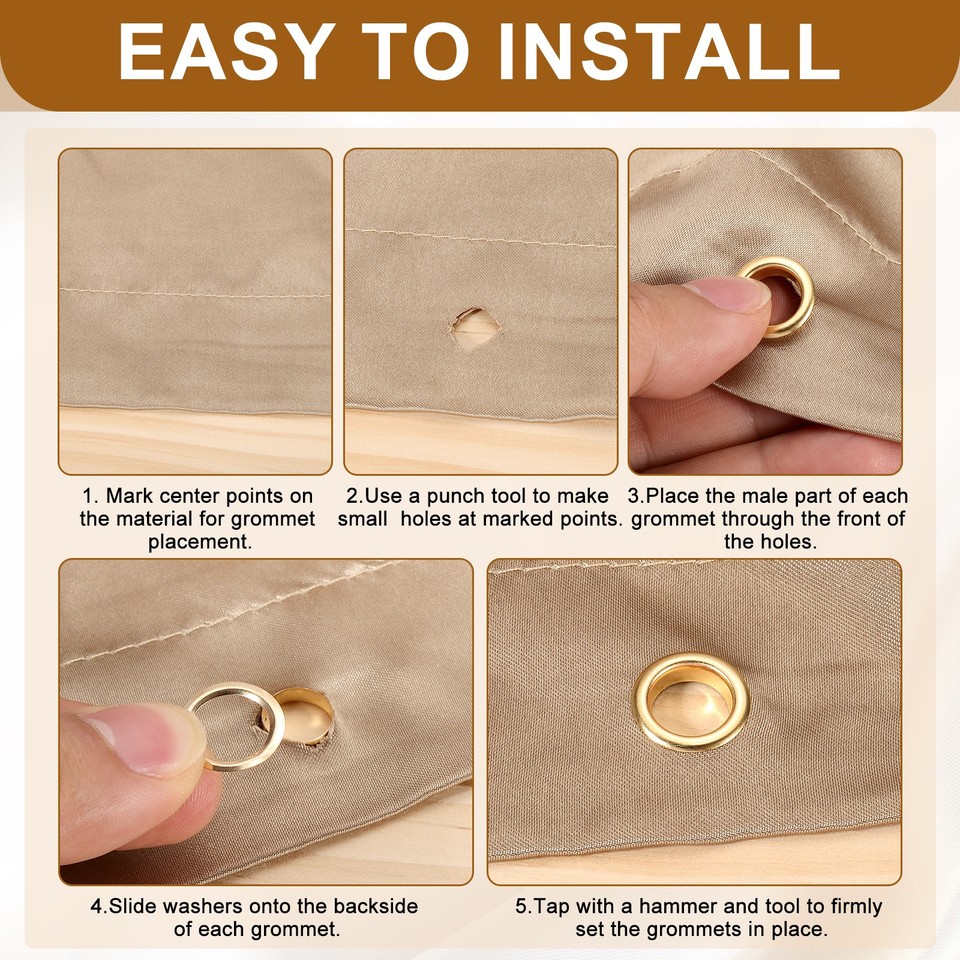 100 Sets Grommets Eyelets, 6mm Brass Self Backing Eyelets, Bronze | eBay UK