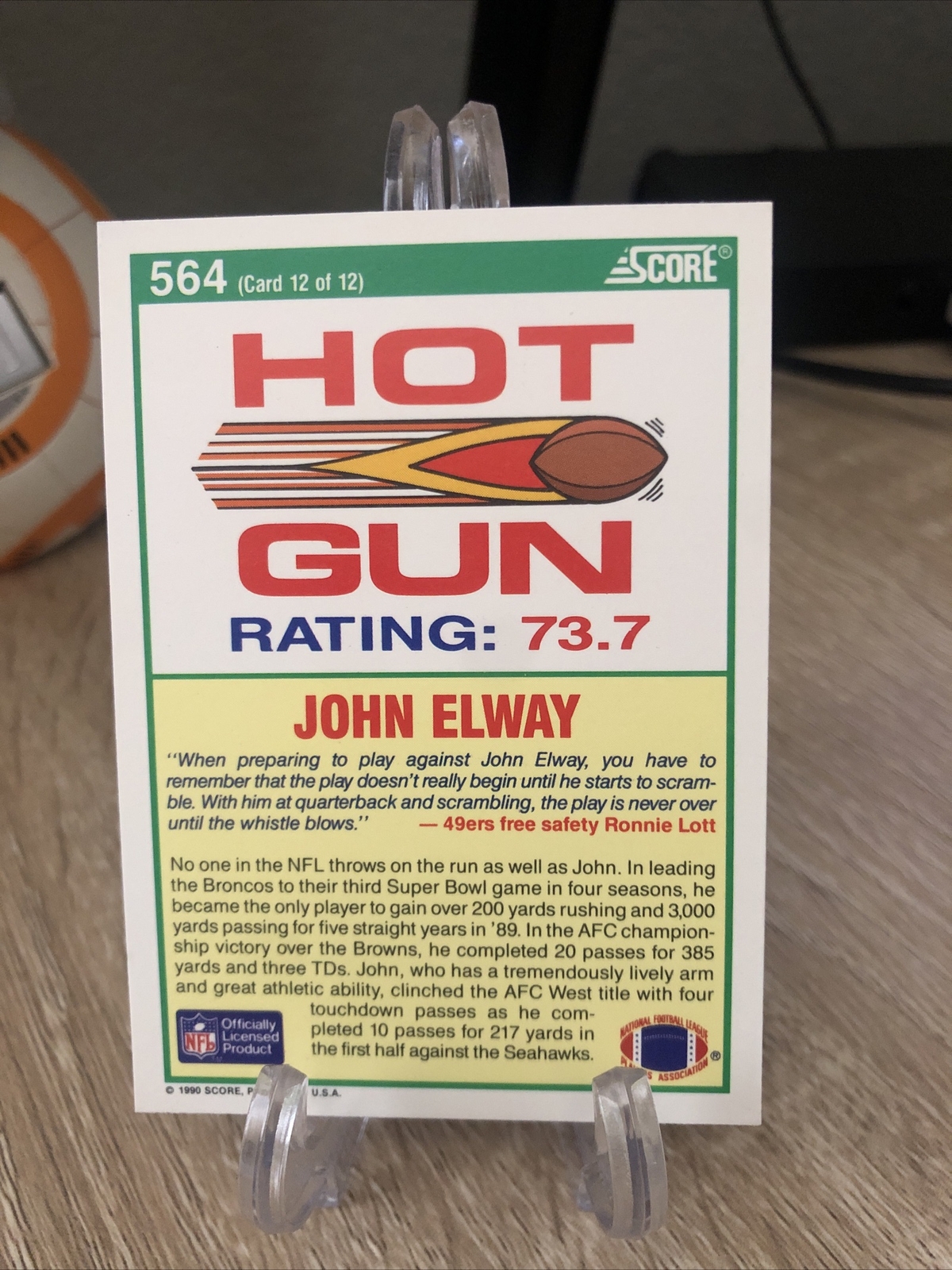 John Elway 1990 Score Hot Gun Card 564 | eBay