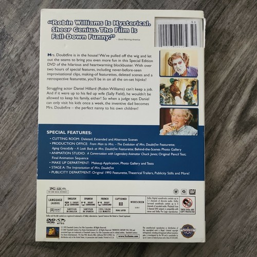 Mrs. Doubtfire (DVD, 2009, 2-Disc Set, Behind the Seams Edition Movie ...