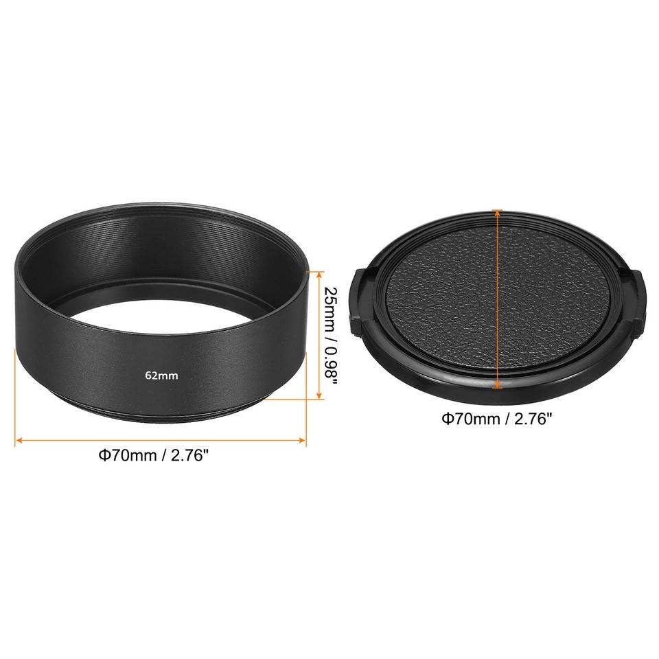 62mm Lens Hood, Standard Focus Frosted Surface Hood with Cap and ...