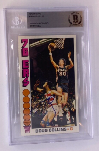 DOUG COLLINS SIGNED AUTHENTIC 1976-77 TOPPS 76ERS BECKETT AUTHENTICATED ...