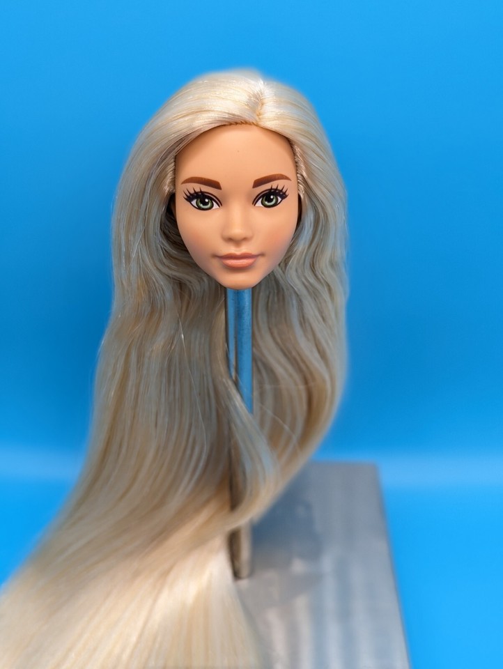 OOAK Custom Reroot Barbie Fashionista Doll 64 Head Only Long Blonde ...