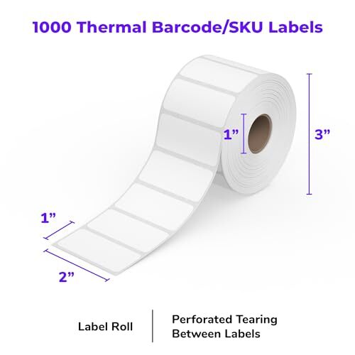 Direct Thermal 2x1 Barcode Labels - Roll of 1000 Thermal Labels ...