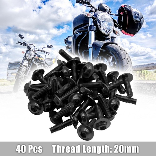 40pcs Black Aluminum Alloy Motorcycle Hex Socket Head Bolts Screws M6 x ...