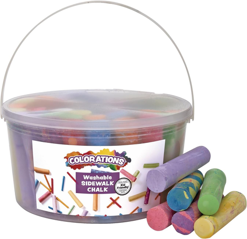 Sidewalk Chalk – 50Pc 4” X 1” Washable, Bright Colored Chalk Set – Fun ...