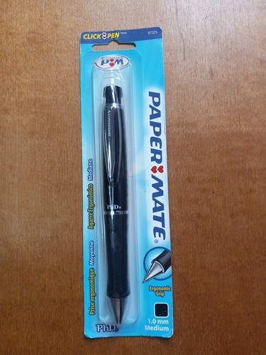 Paper Mate PhD Black Ball Point Pen New Old Stock! Medium Point Black ...
