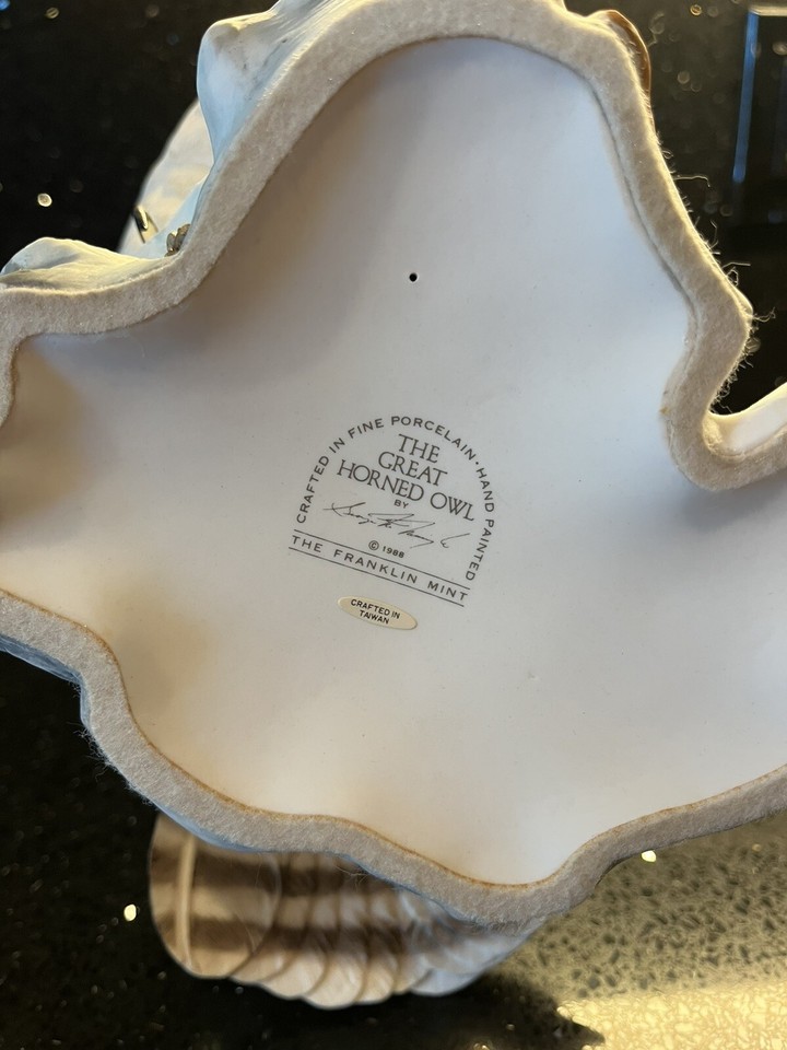 FRANKLIN MINT/PORCELAIN THE GREAT HORNED OWL GEORGE MCMONIGLE SCULPTURE ...