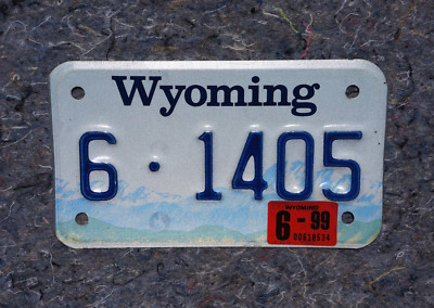 1999 Wyoming MOTORCYCLE License Plate | eBay