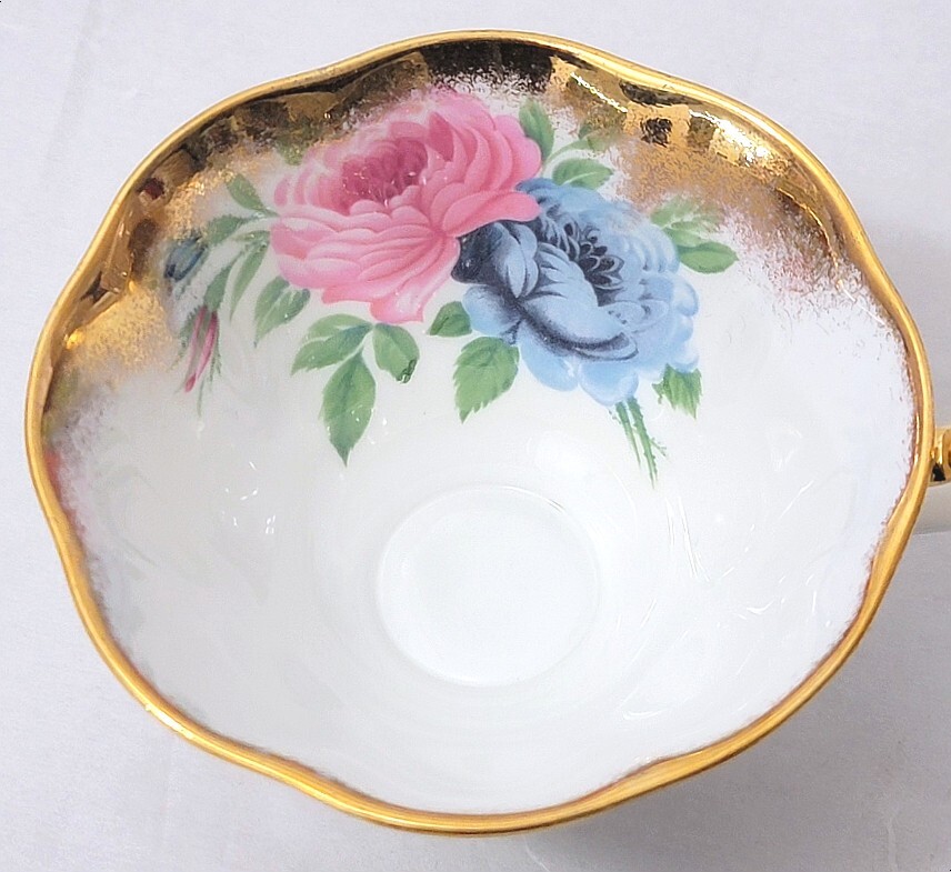Royal Albert England Heavy Gold Pink & Blue Rose Cup and Saucer 282 | eBay