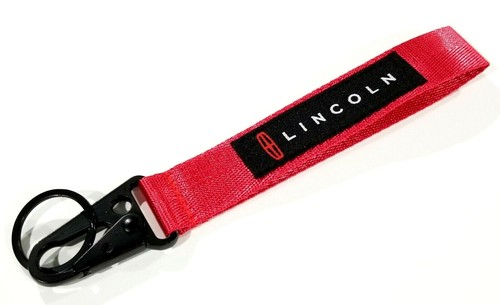 JDM LINCOLN RED Racing Keychain Metal key Ring Hook Strap Lanyard Nylon ...