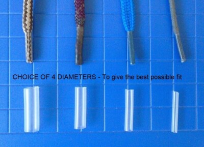 CLEAR TRANSPARENT AGLETS SHOELACE TIPS ENDS Choice of 4 Diameters for ...