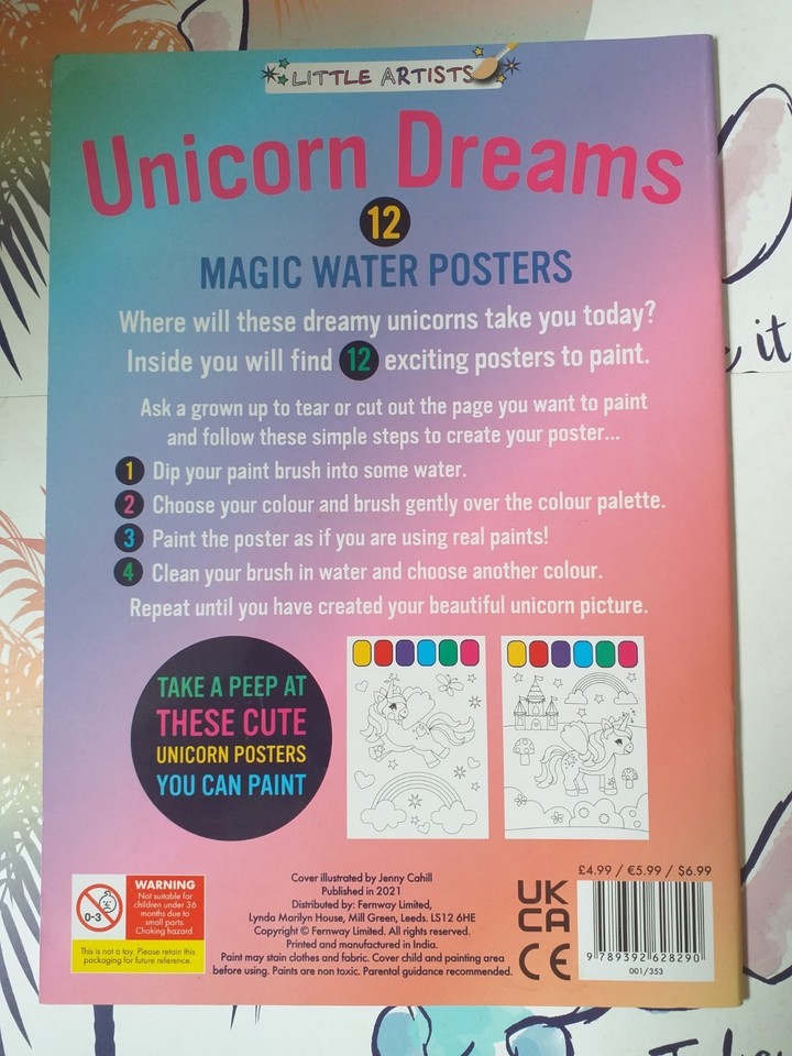 UNICORN DREAMS - MAGIC WATER POSTERS BOOK | eBay UK