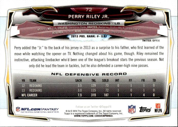 2014 Topps #72 Perry Riley REDSKINS | eBay