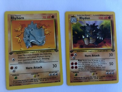 POKEMON TCG FIRST EDITION RHYHORN + RHYDON JUNGLE SET - RARE! GREAT ...