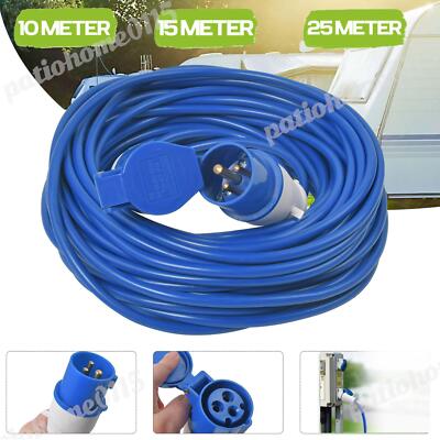 10M/15M/25M Heavy Duty Hook Up Caravan Cable Camping 16 Amp 240V Mains ...