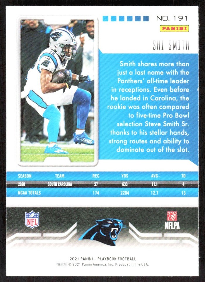 2021 2882B Panini Playbook MOSAIC PARALLEL Shi Smith Rookie Carolina ...