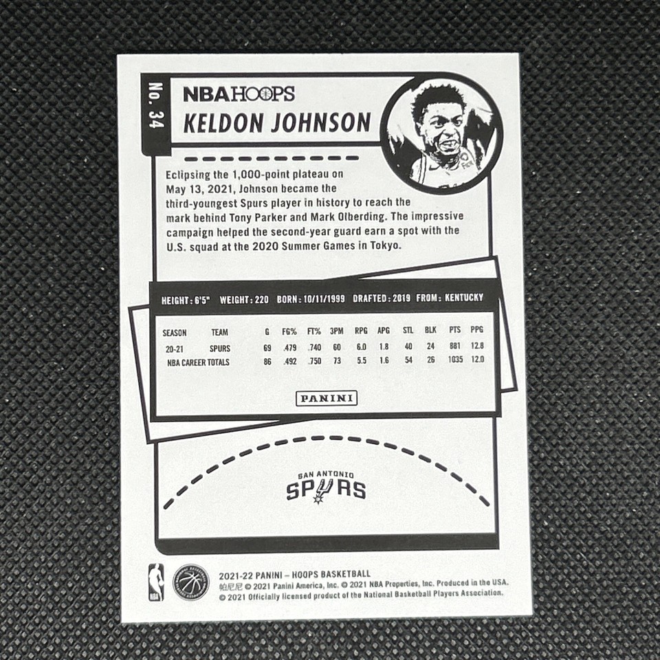 2021-22 Hoops KELDON JOHNSON Purple #34 Spurs NBA | eBay