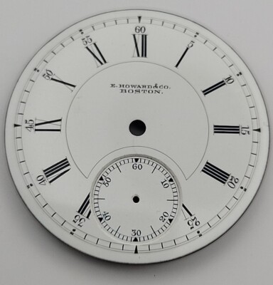 Antique Porcelain 45.5mm E. Howard & Co Boston Pocket Watch Dial Roman ...