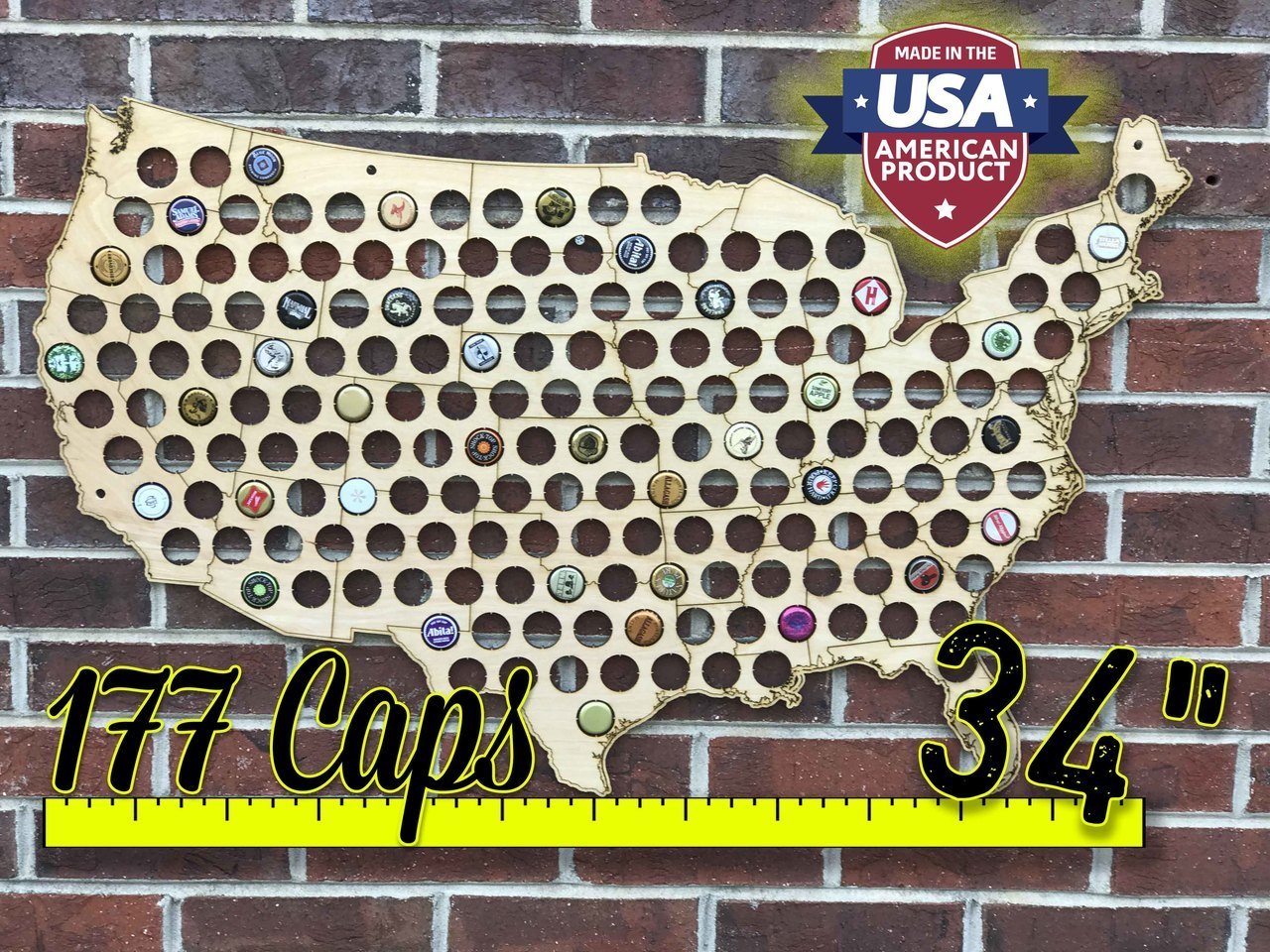 34" United States of America Beer Cap Map with Wall Mounts | eBay