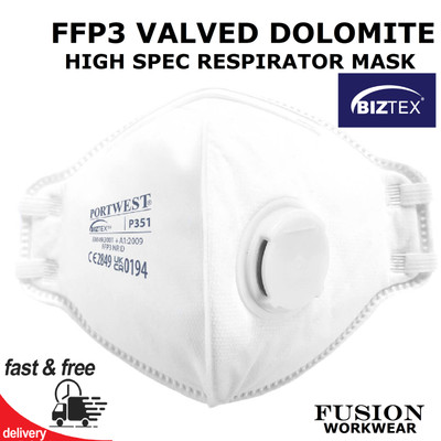 P3 VALVED DUST MASK.FFP3V DOLOMITE RESPIRATOR MASK.DUST.MIST.FUME ...