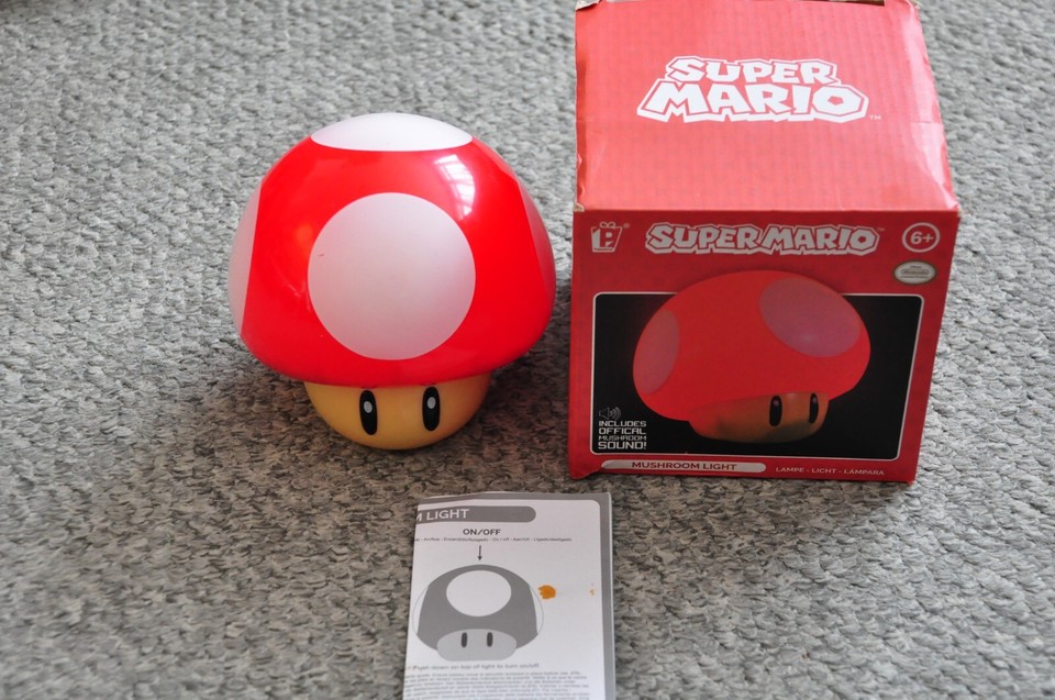 Super Mario Mushroom Light with Official Mushroom Sound & Box - Working ...