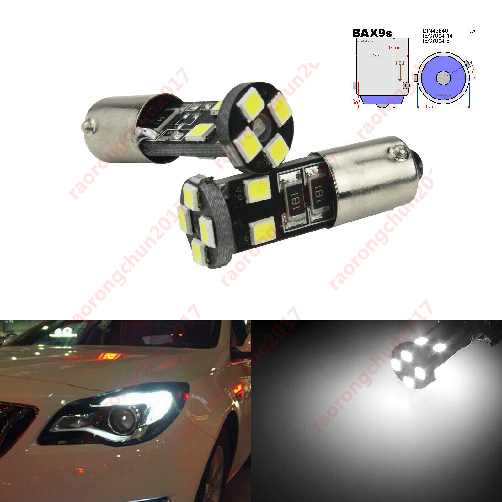 BAX9s H6W SUPER BRIGHT CANBUS LED Side Light Bulb For AUDI TT MK1 2 8N ...